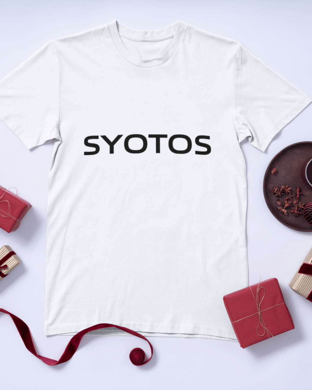 White Unisex T-Shirt with Syotos Black Logo